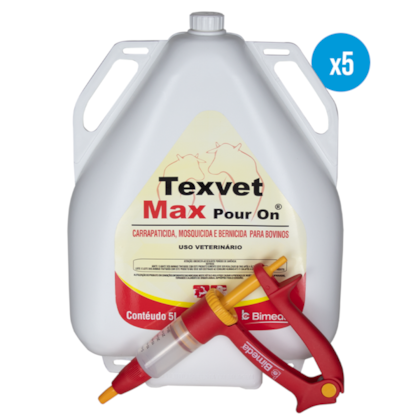 Kit: 5 Texvet Max Mosquicida Pour-On 5l + 1 aplicador