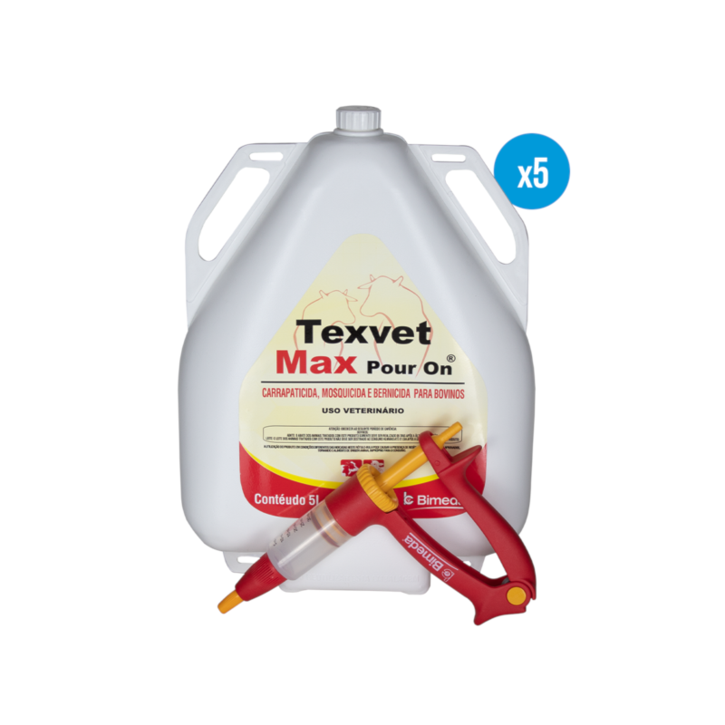 Kit: 5 Texvet Max Mosquicida Pour-On 5l + 1 aplicador