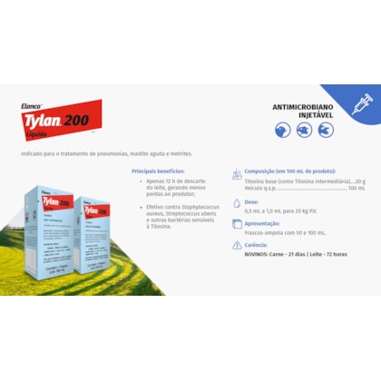Tylan 200: tratamento para bovinos 100 Ml | Agroline